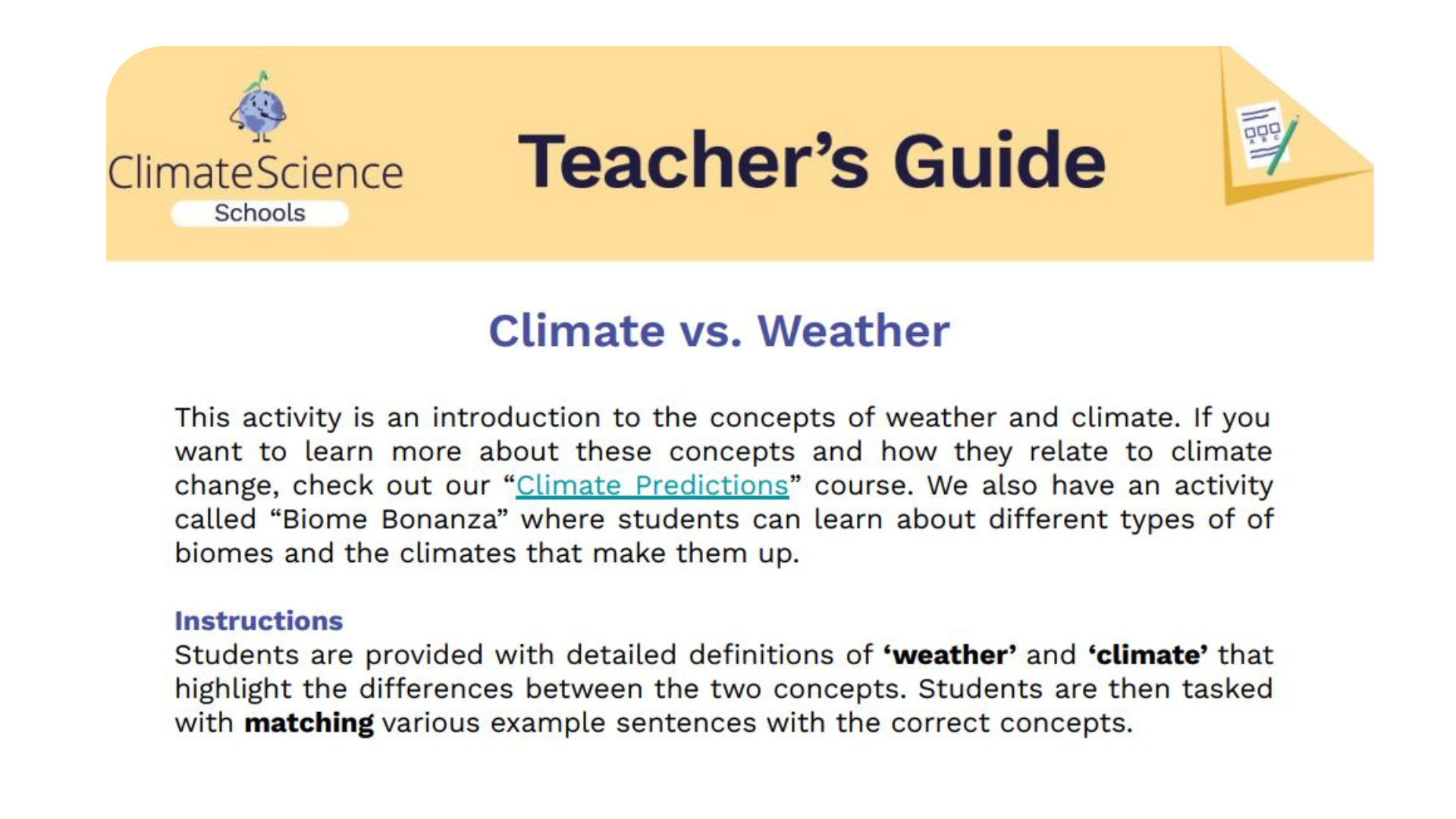 Climate Change Introduction Lesson